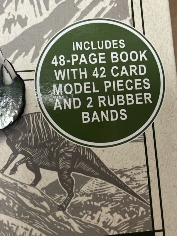 Life Size Dinosaurs 48 Page Book with 42 model card pieces & 2 rubber ...