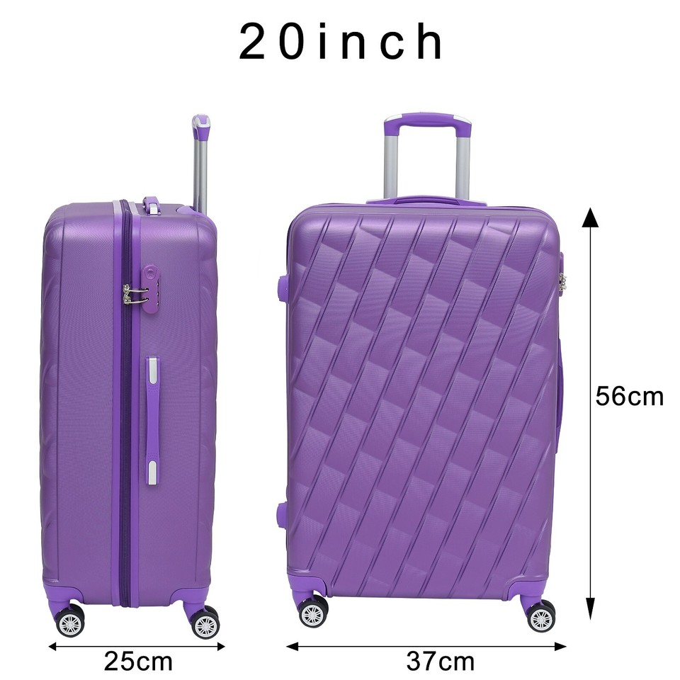 Suitcase Cabin Carry On Hand Luggage 4 Wheels Hard Shell Travel ABS ...