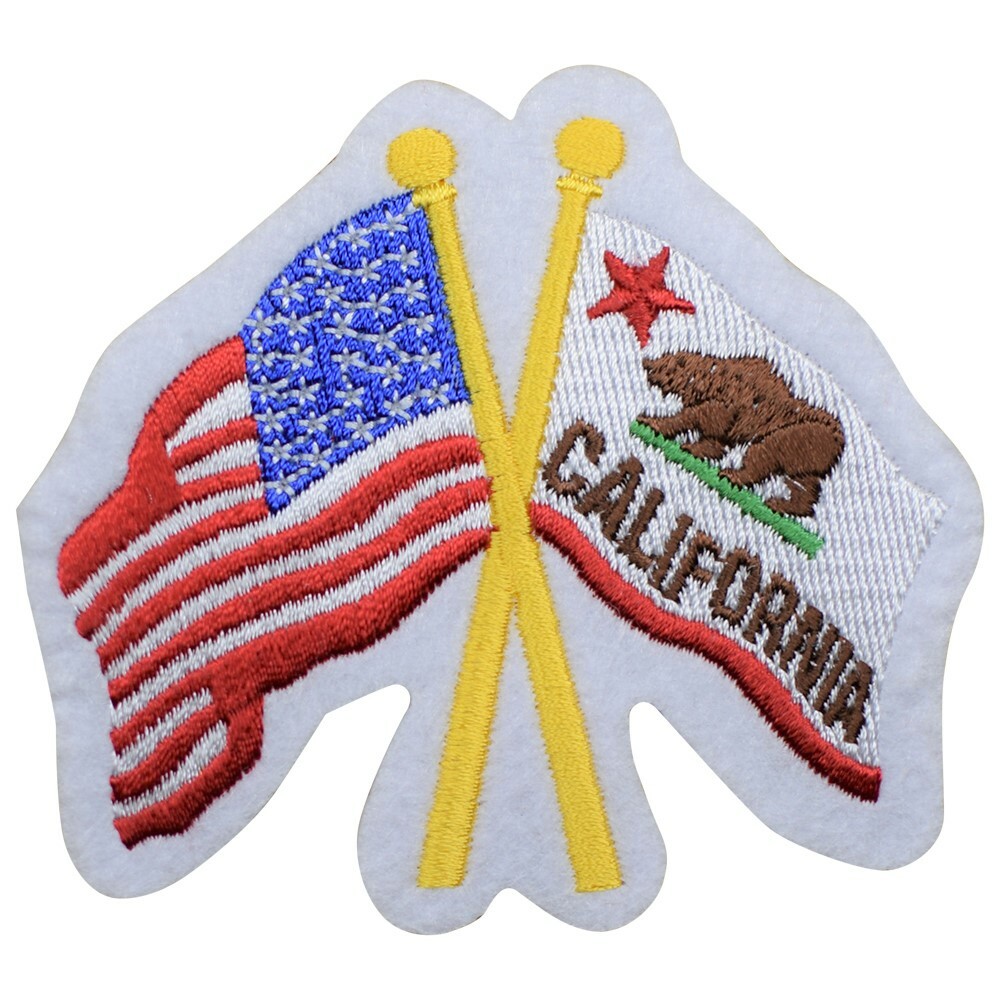 California & USA Flags Applique Patch CA United States Embroidered ...