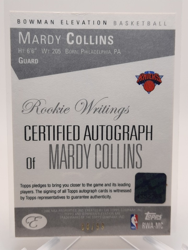 2006-07 Bowman Elevation Writings Blue /99 Mardy Collins #RWA-MC Rookie ...
