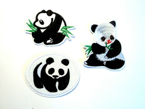 Panda Bear WWF Logo Patches Embroidered Cloth Badge Applique Iron Sew ...