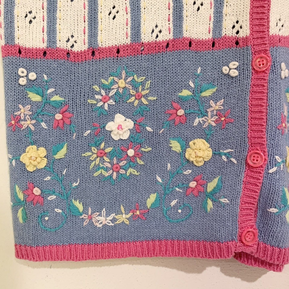 JANTZEN CLASSICS Womens L VTG Hand Embroidered Crocheted Vest Fairy Kei ...