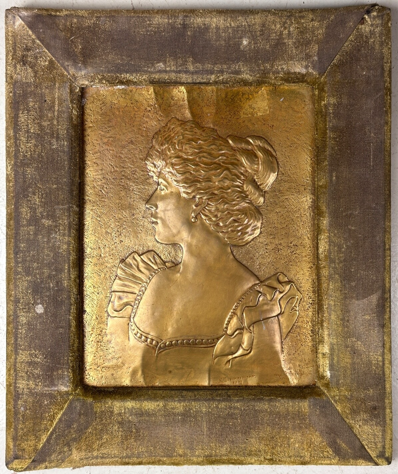 Antique Portrait Vienna 1900 Portrait Young Woman Carved Flower ...