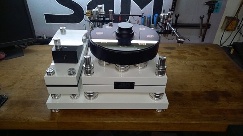 SAM Titan SILVER WHITE turntable 2 SAM ZERO Tonearm 33.3, 45 Belt Drive ...