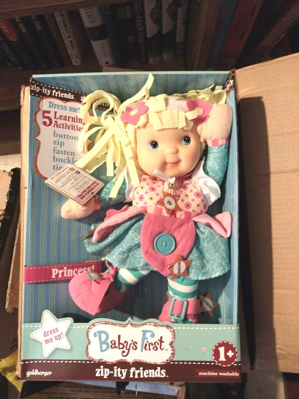 Baby's First Zip-ity Friends 12" Doll Button Zip Fasten Buckle Tie ...