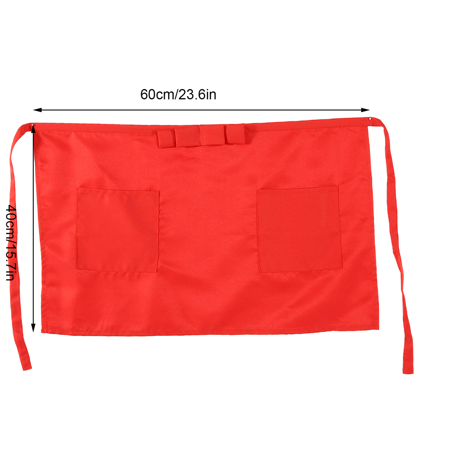 Solid Color Kitchen Cooking Half Waist Apron With Bowknot and Two ...