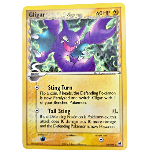 Gligar Basic Pokemon Card 16/101 Rare Lightning Dragon Frontiers Light ...