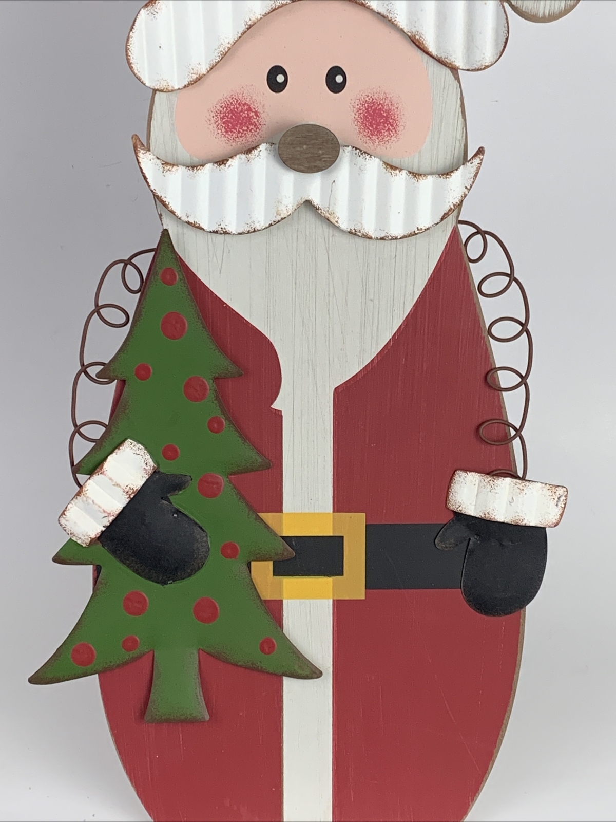 Santa Christmas Tree Wood Tin Sign Free Stand Wall Hang Decor NWT ...