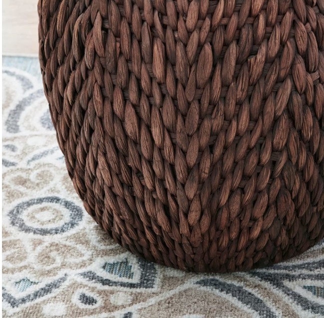 Home Decorators Round Brown Woven Water Hyacinth Decorative Poppy ...