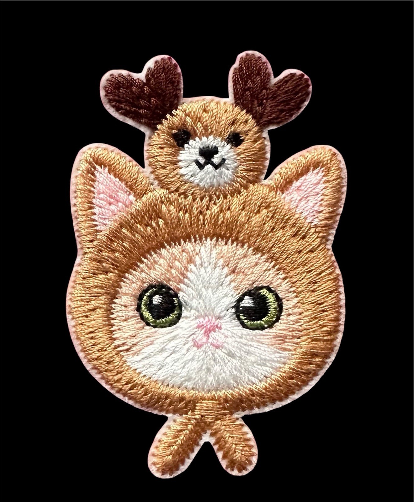 3D Embroidered Cat Face Patch - Self-Adhesive Iron-On 2+1/2x 1+5/8 inch ...