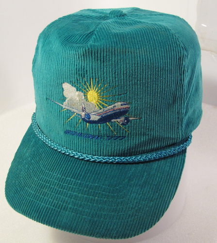 Boeing 777 Corduroy Hat Men Teal Blue Vtg Rope Adjustable Passenger ...