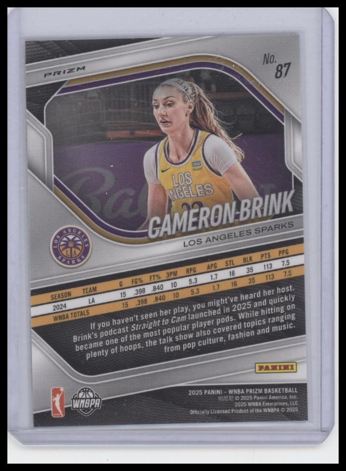 2025 Panini Prizm WNBA #87 Cameron Brink White Seismic Prizms | eBay.de