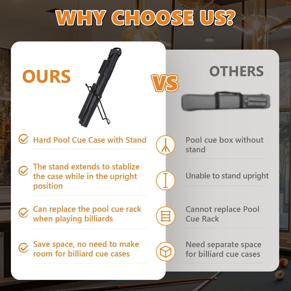 2x4 Pool Cue Case, Hard Pool Cue Case, Billiard Cue Case with Stand ...
