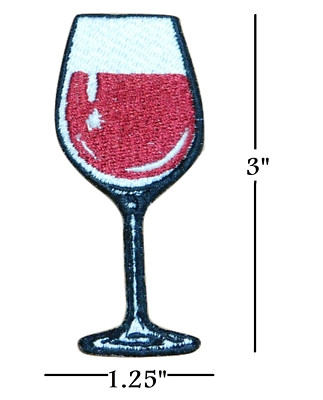 Red Wine Glass Patch PARTY Beverage Embroidered Iron-On DIY Applique ...