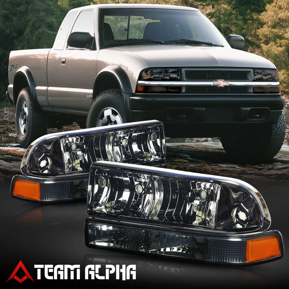 Fits 1998-2004 Chevy S10/Blazer[Chrome/Smoke]Amber Corner Headlight ...
