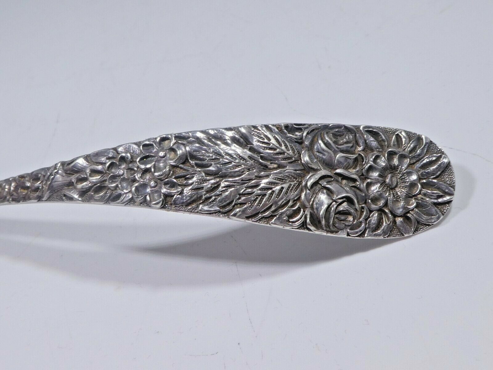 J.S. MACDONALD STERLING SILVER SERVING REPOUSSE FLOWER LADLE 2.22 TOZ ...