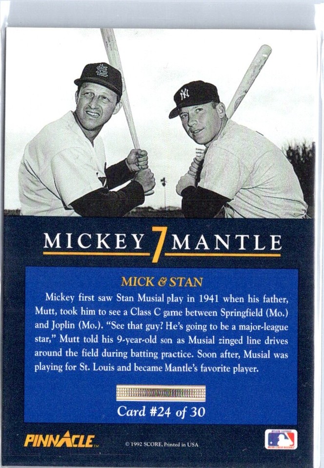 1992 Pinnacle Mickey Mantle #24 Mick & Stan | eBay