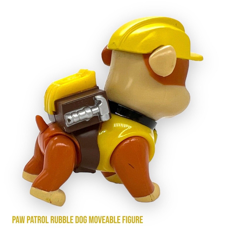Paw Patrol RUBBLE Pup Dog Figurine 2” Yellow Spin Master Moveable 60610 ...