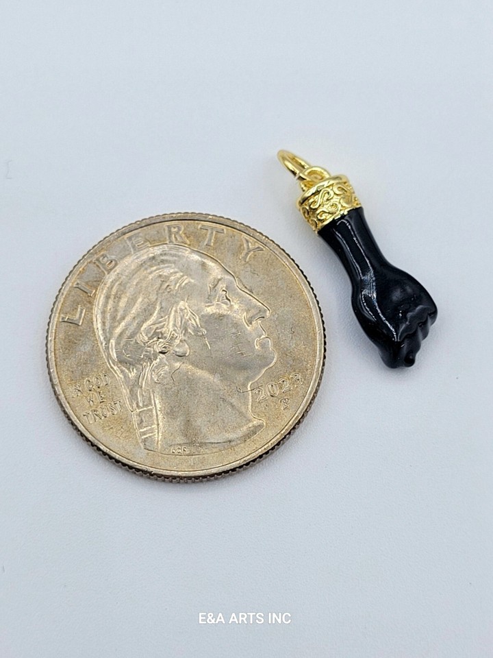 New Black Hand Azabache Charm/Pendant Gold Plated (Azabache Mano) | eBay