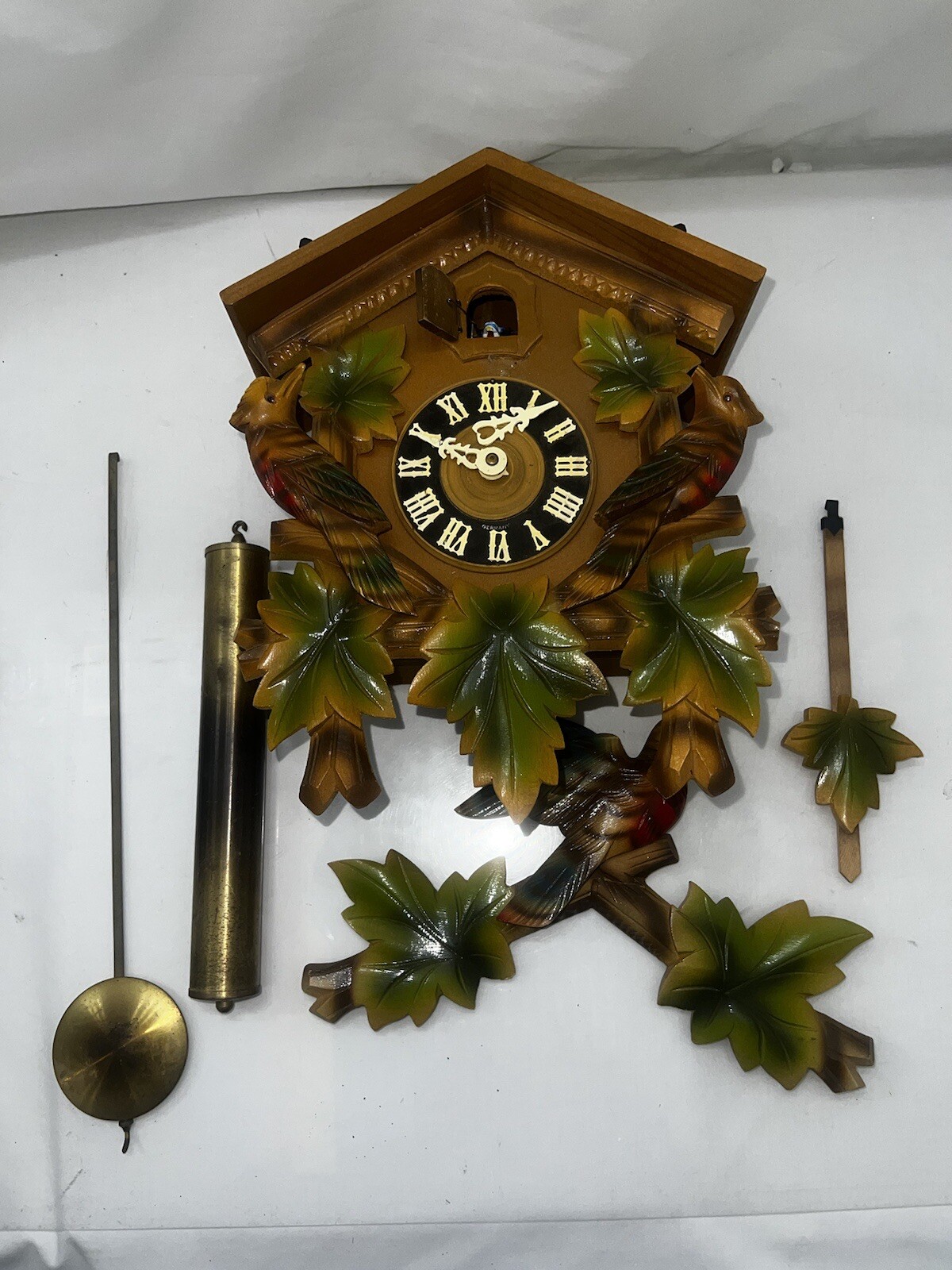 Vintage Schatz 8 Day Multi-Color Cuckoo Clock Germany Colorful UNTESTED ...