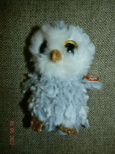 Ty Silk Owlette Beanie Baby Gray White Stuffed Animal Plush 6" Kids Toy ...