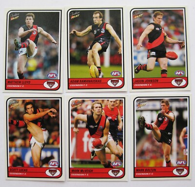 AFL Select 2005 Essendon Tradition Series Footy Cards (Lot of 6 Cards ...