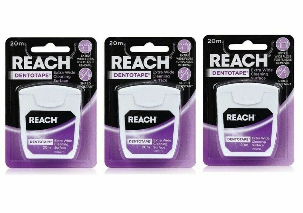 Reach Dentotape Extra Wide Waxed Dental Floss Unflavored 100 Yards