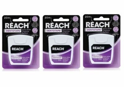 3 x Reach Dentotape Waxed 20m Extra Wide Dental Floss | eBay