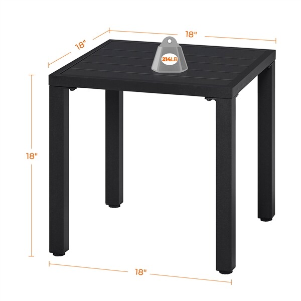 Outdoor Small Metal Square Side End Table, Patio Coffee Bistro Table ...