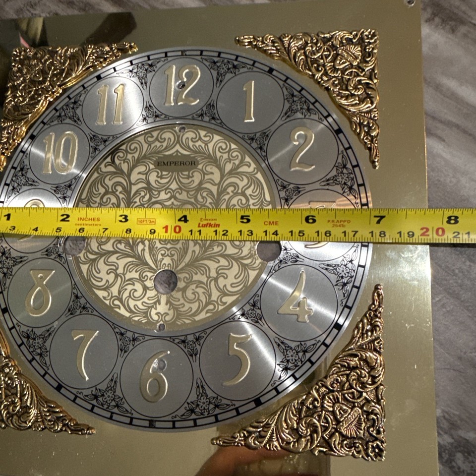 Vintage Grandfather Clock Parts Lot Emperor Face Frank Hermle Movement ...