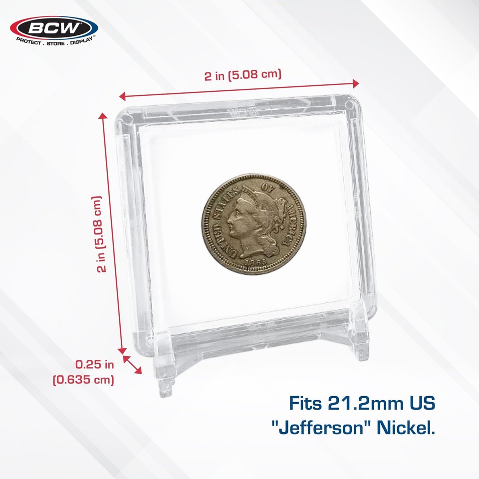 2x2 Coin Snap - 25 ct Nickel Holder | Archival Safe Coin Protector ...