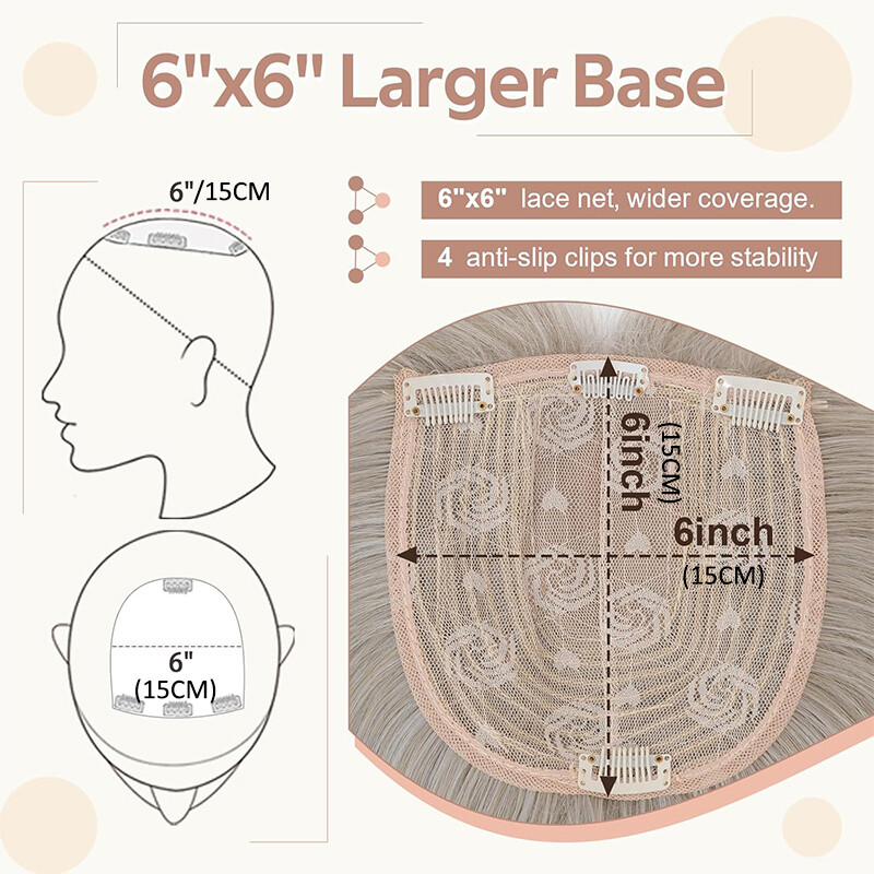 100%Real as Human Hair Topper Toupee Clip in Extensions Top Hairpiece 6 ...