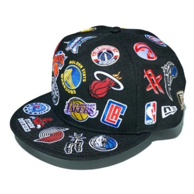 NEW ERA NBA All Over Team Logo 9FIFTY Basketball Snapback Hat Denim Cap ...