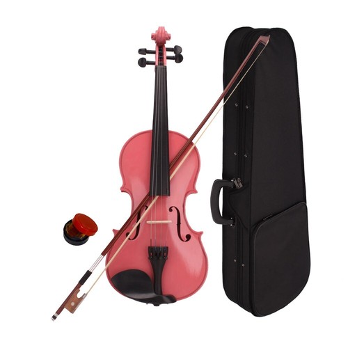 HOT 1/4 Pink Basswood Acoustic Violin Fiddle for Kids Students w/ Hard ...