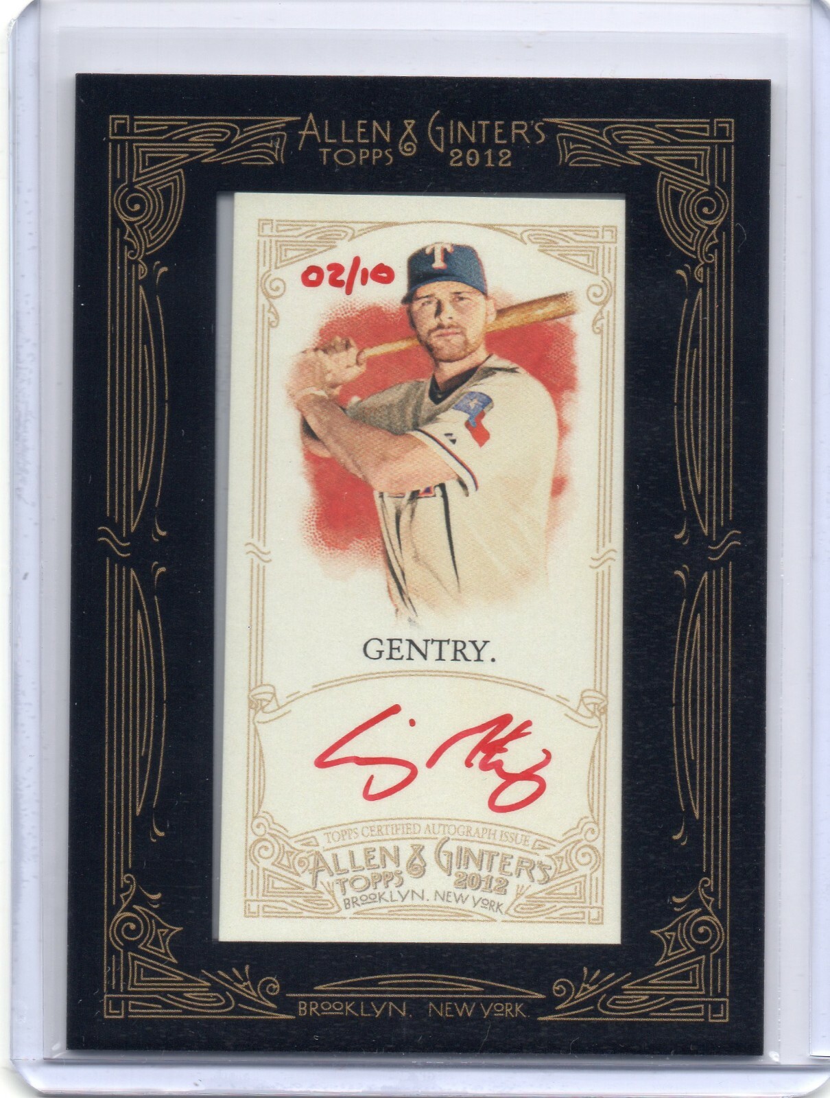 2012 Topps Allen & Ginter Craig Gentry Mini Autograph Card 02/10 Auto ...