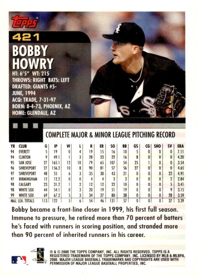 2000 Topps #421 Bobby Howry Very good | eBay