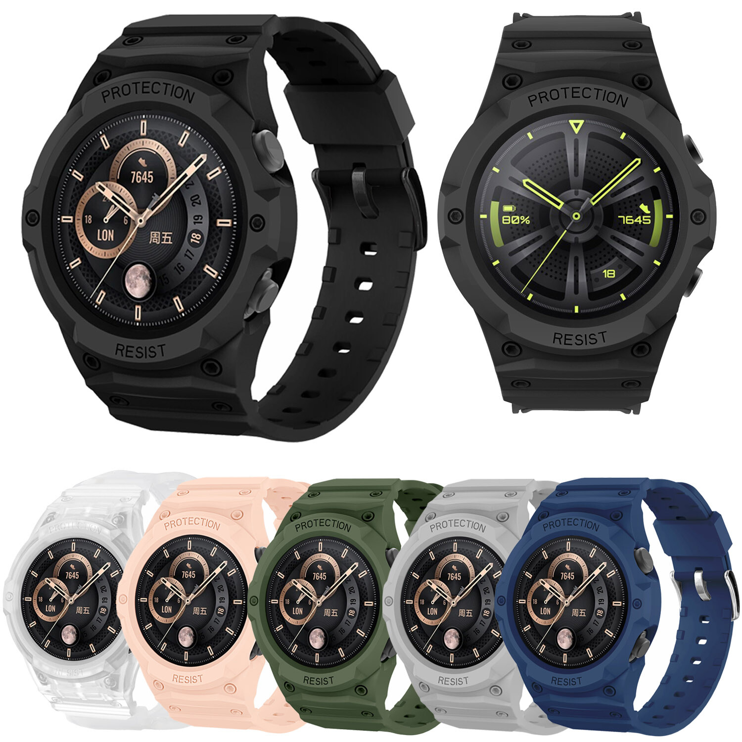 Silicone Rubber Watch Band Cover For Huawei Watch GT2 GT3 46mm Strap ...