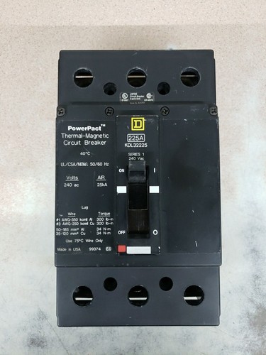 Square D KDL32225 PowerPact 3-Pole 225A 240V Thermal Magnetic Circuit ...