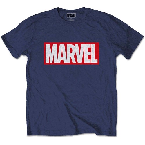 Men's Marvel Comics Marvel Box Logo Slim Fit T-shirt Small Navy | eBay