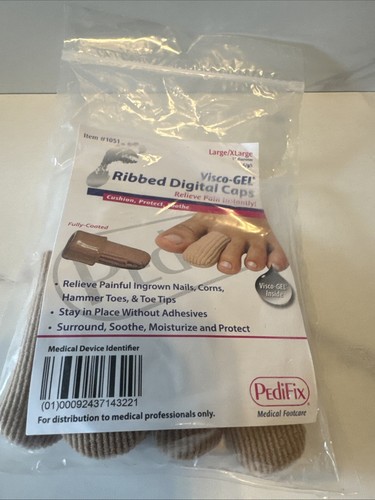 PediFix Visco-GEL Ribbed Digital Caps Toe Cushions. Protects Corns ...