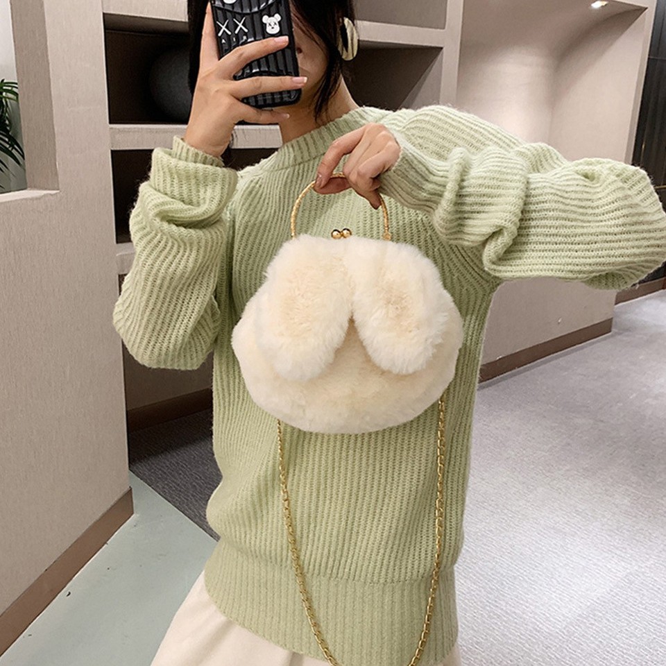 1pc Fashion Plush Rabbit Ear Crossbody Bag Shoulder Bag Chain for Women ...