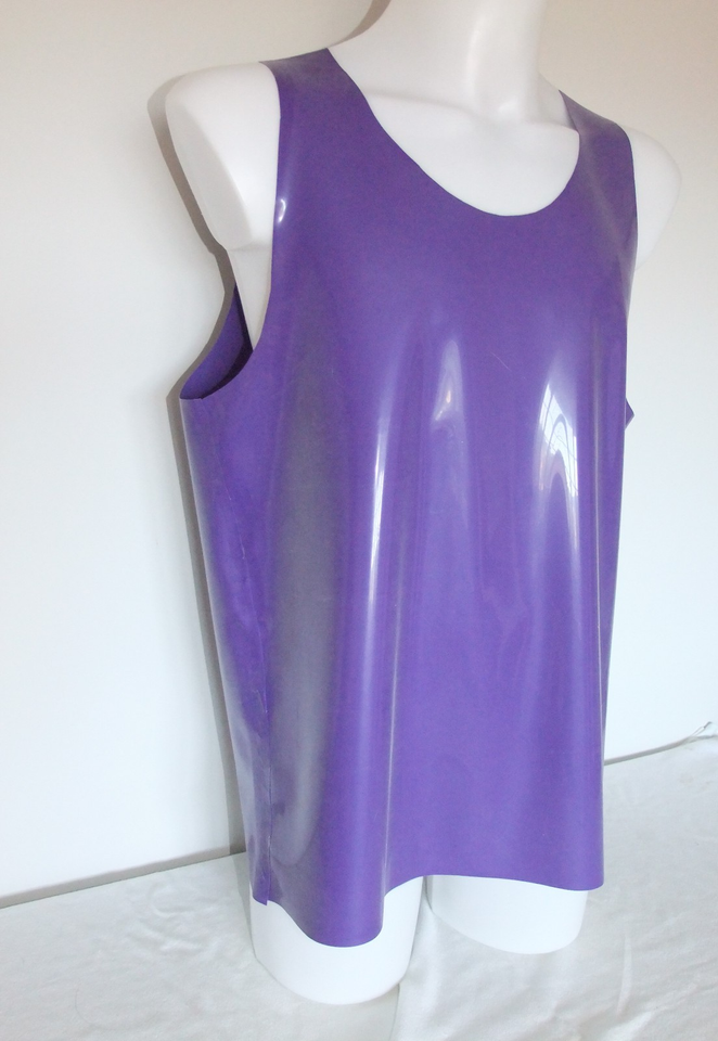 Latex Rubber Vest Top Mens Shiny Purple 0.4mm Roleplay BDSM Fetish ...