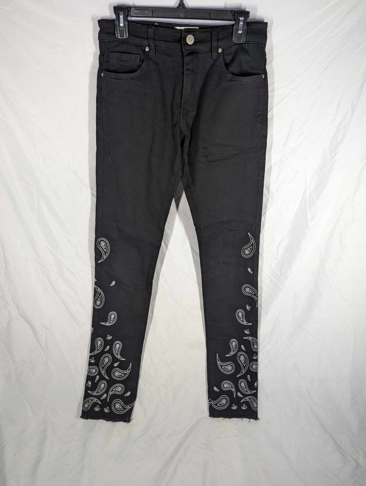 Mens Embroidered Lifted Anchors Jeans Mens 30x32 Blac… - Gem