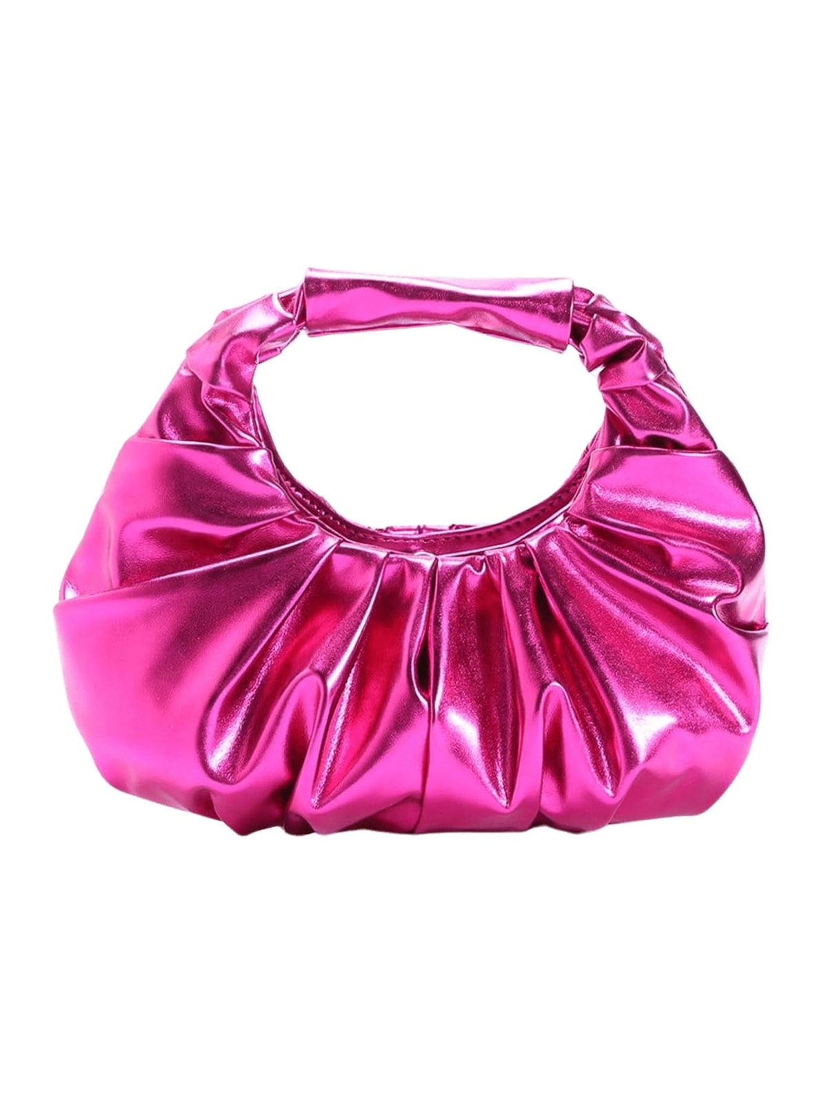 Women's Metallic Ruched Bags PU Leather Evening Clutch Handbags For ...