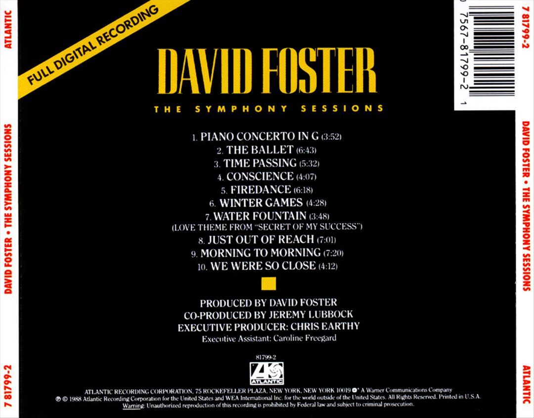 DAVID FOSTER - SYMPHONY SESSIONS NEW CD 75678179921| eBay