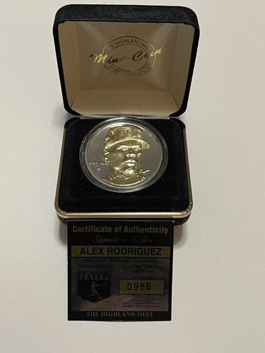 Alex Rodriguez MLB 24k Gold Gilded Proof Coin 1 Troy Oz .999 Fine ...