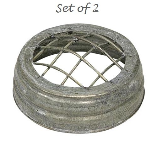 NEW GALVANIZED Flower Frog Jar Lids 2 PC REGULAR MOUTH SIZE 3"W ...