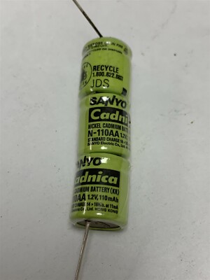 NOS 3PACK SANYO Battery N110AA NiCd, 1/3 AA, 1.2v, 110 mAh, Flat Top R2 ...