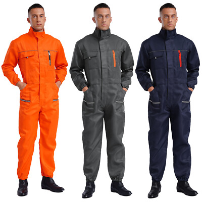 Men's Work Overalls One Piece Mechanics Workwear Long Sleeve Jumpsuit ...