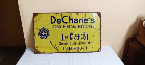 DeChane's Herbo Medicines Antique Vintage Ad Tin Enamel Porcelain Sign ...